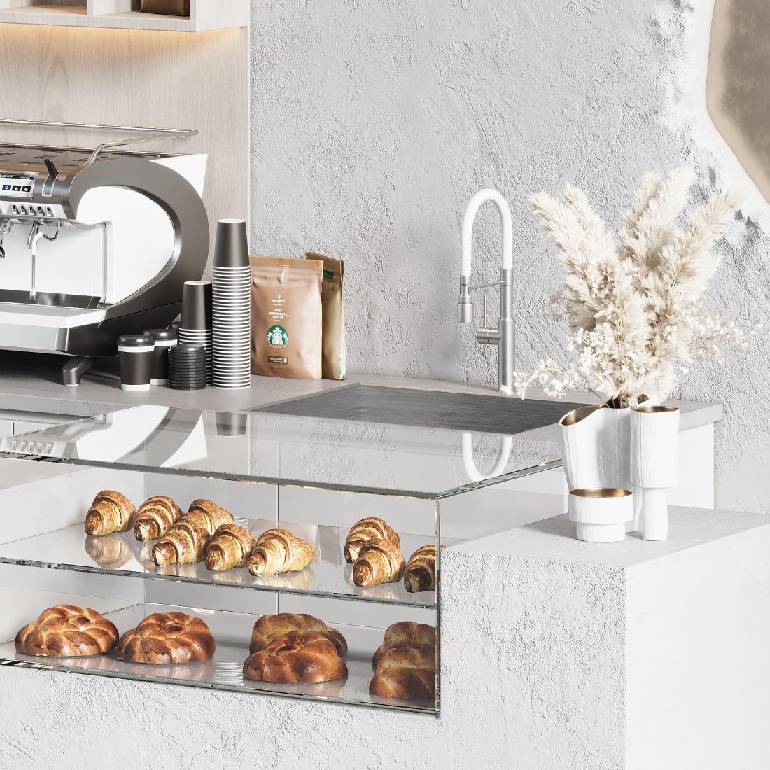 Coffee Bar 09 - 3D Model for VRay, Corona