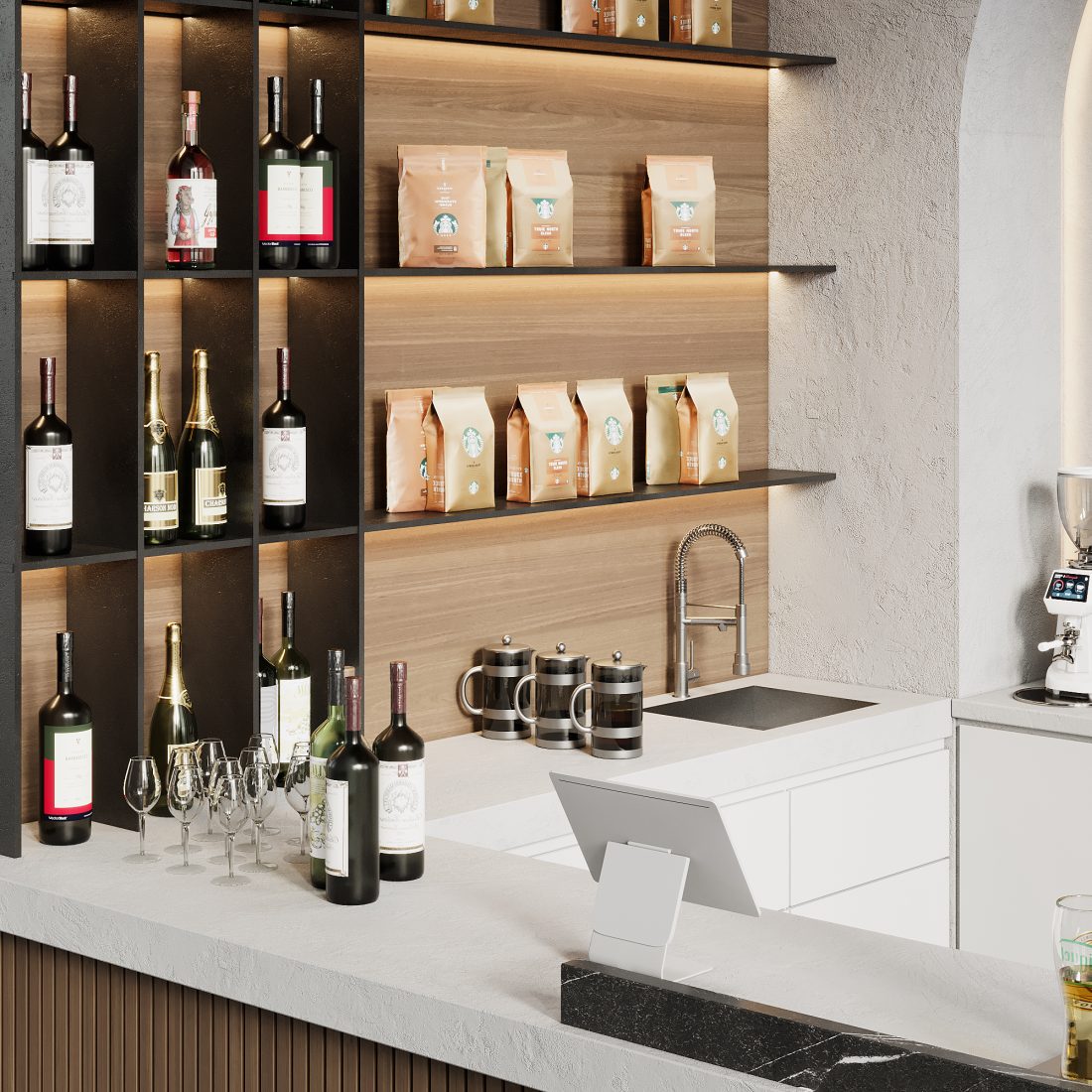 Coffee Bar 10 - 3D Model for VRay, Corona