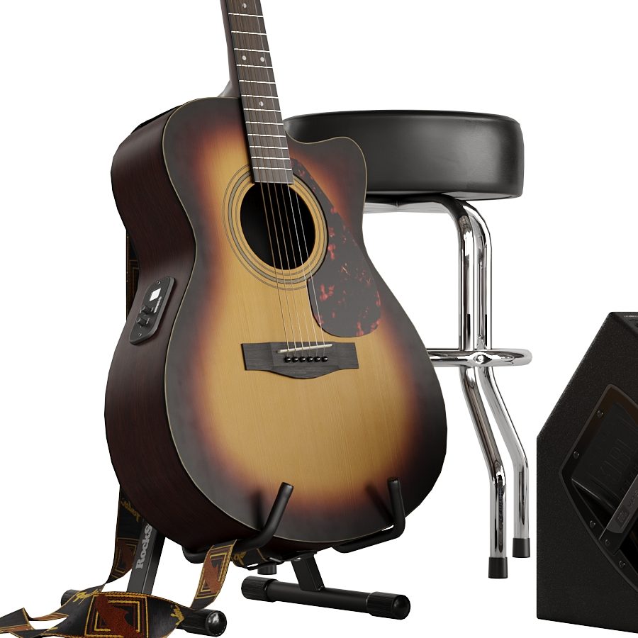 Guitar And Amplifier Set 3D Model for Corona | CGMood