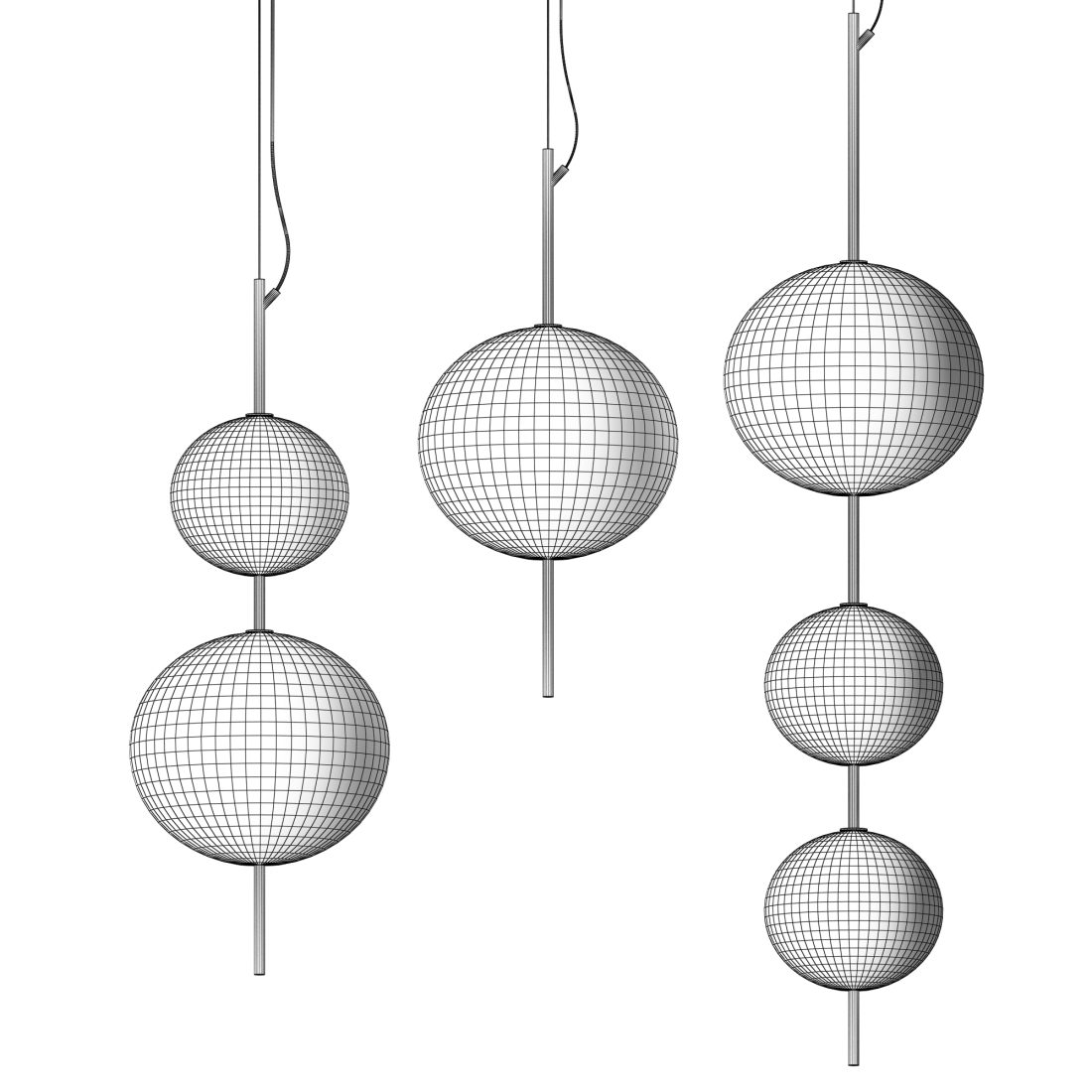Point Modular Pendants - 3D Model for VRay