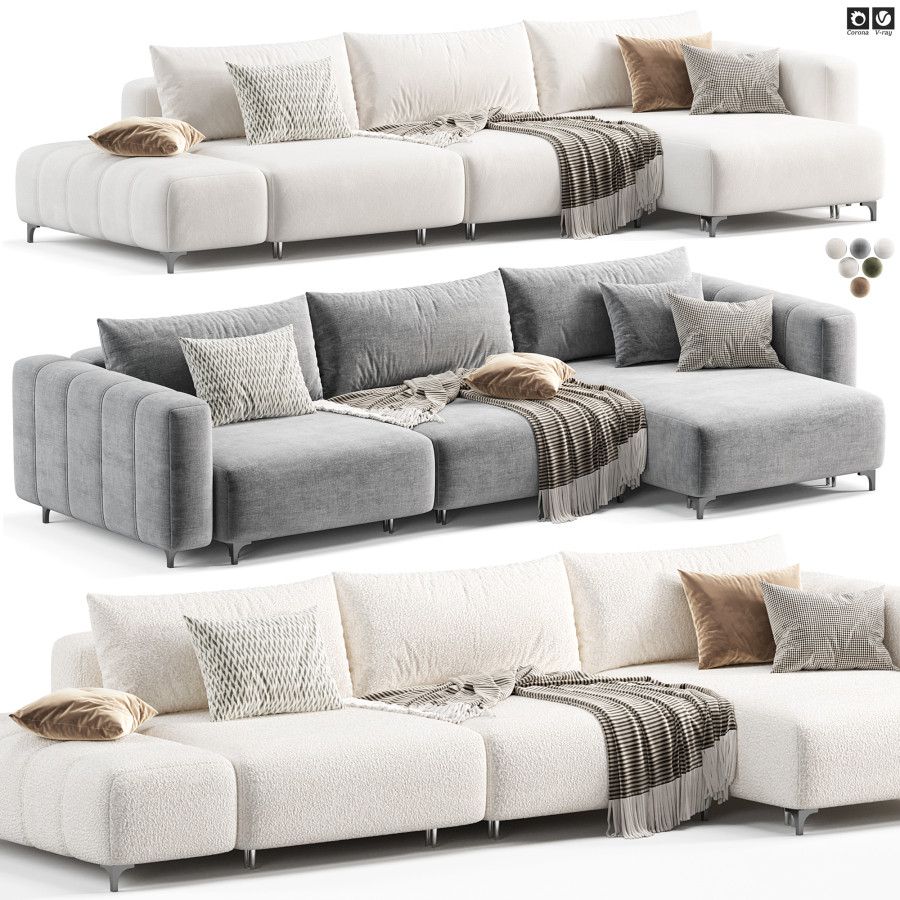 Corner Sofa Moon 161 - 3D Model for VRay, Corona