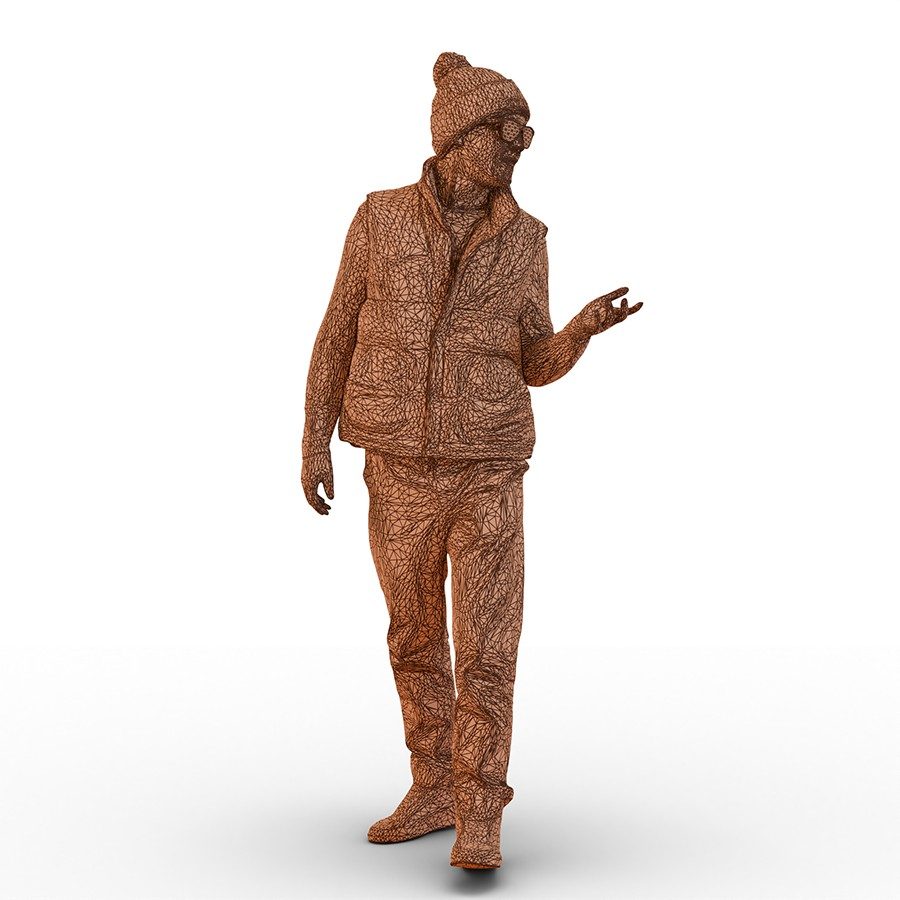 A Young Humble Man Walks Talking - 3D Model for