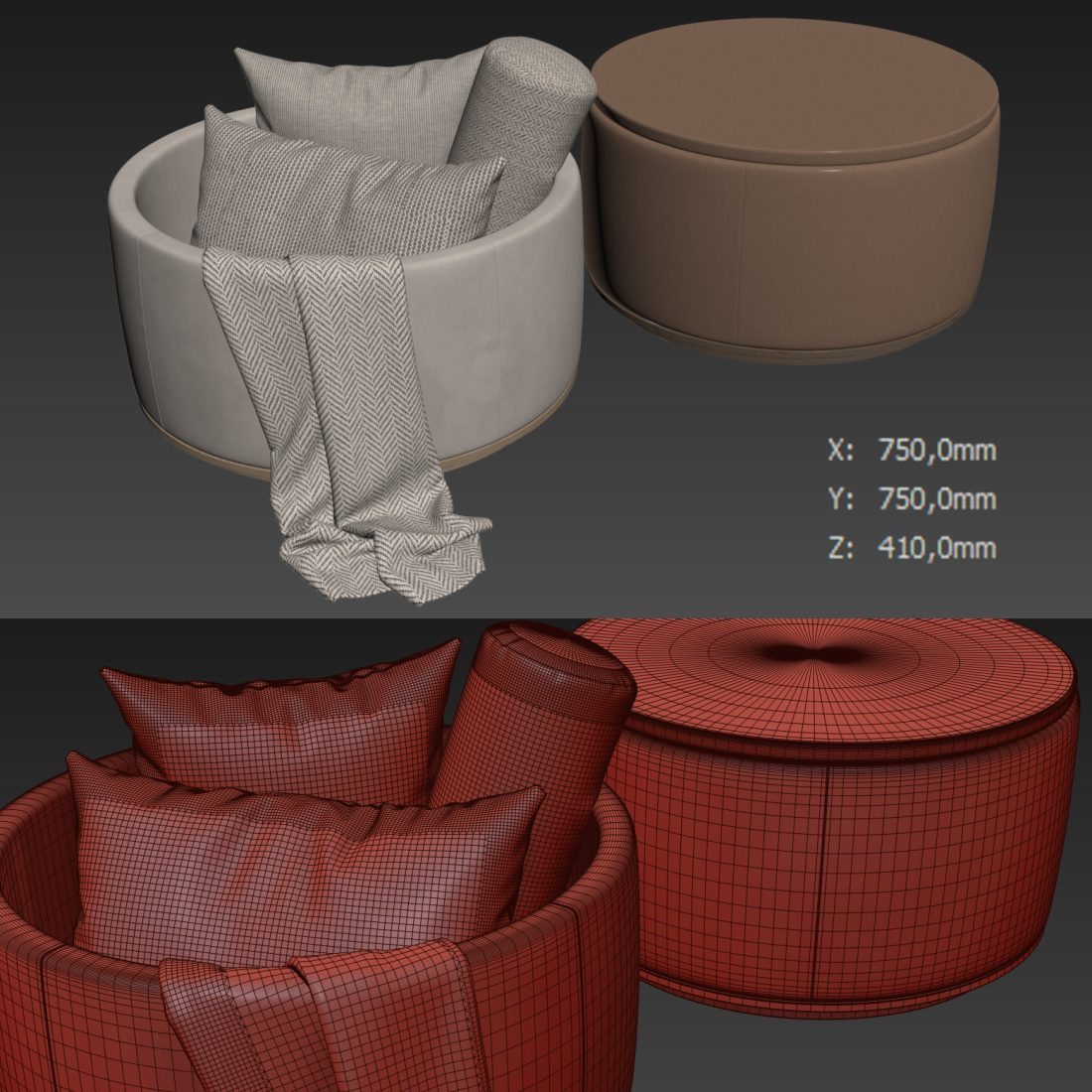 Herve Storage Ottoman By Poly & Bark 3D Model for VRay | CGMood