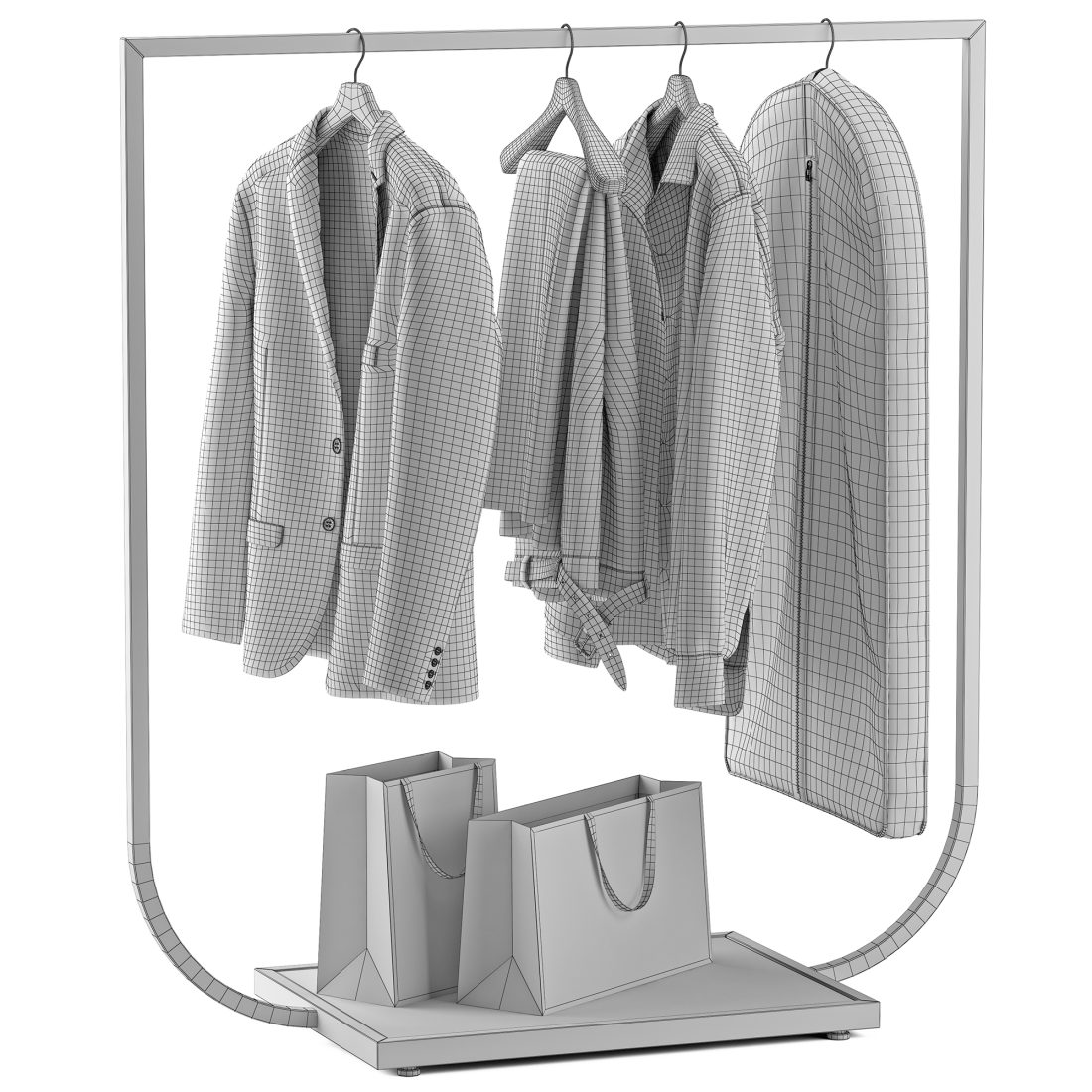 Rack With Clothes 02 - 3D Model for VRay, Corona