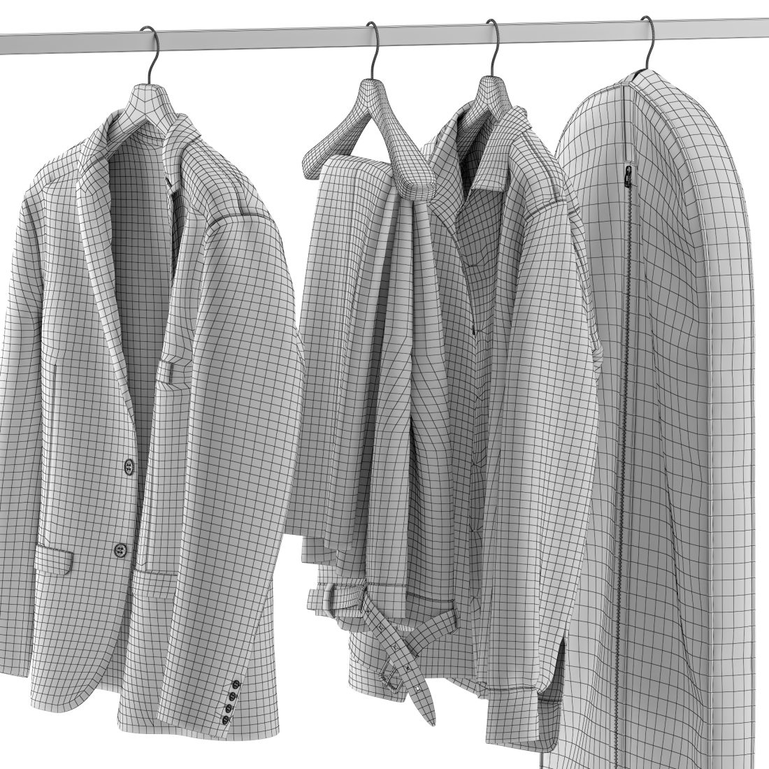 Rack With Clothes 02 - 3D Model for VRay, Corona