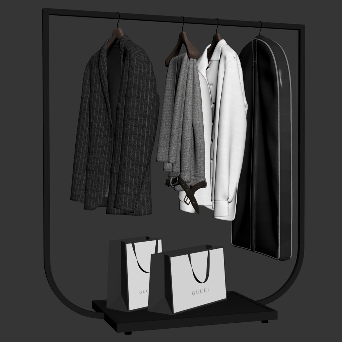 Rack With Clothes 02 - 3D Model for VRay, Corona