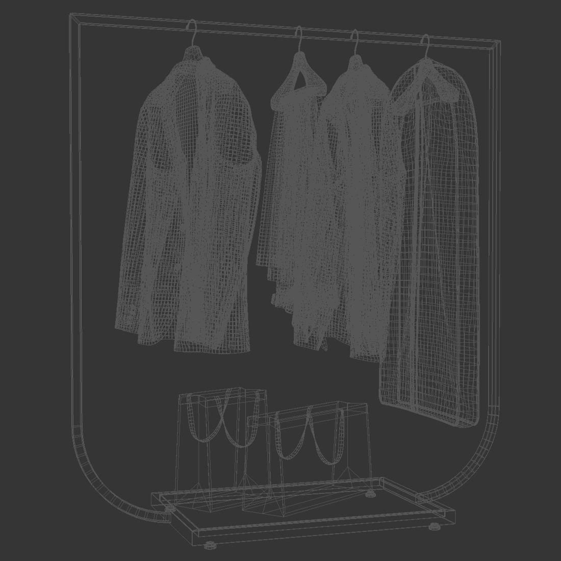 Rack With Clothes 02 - 3D Model for VRay, Corona