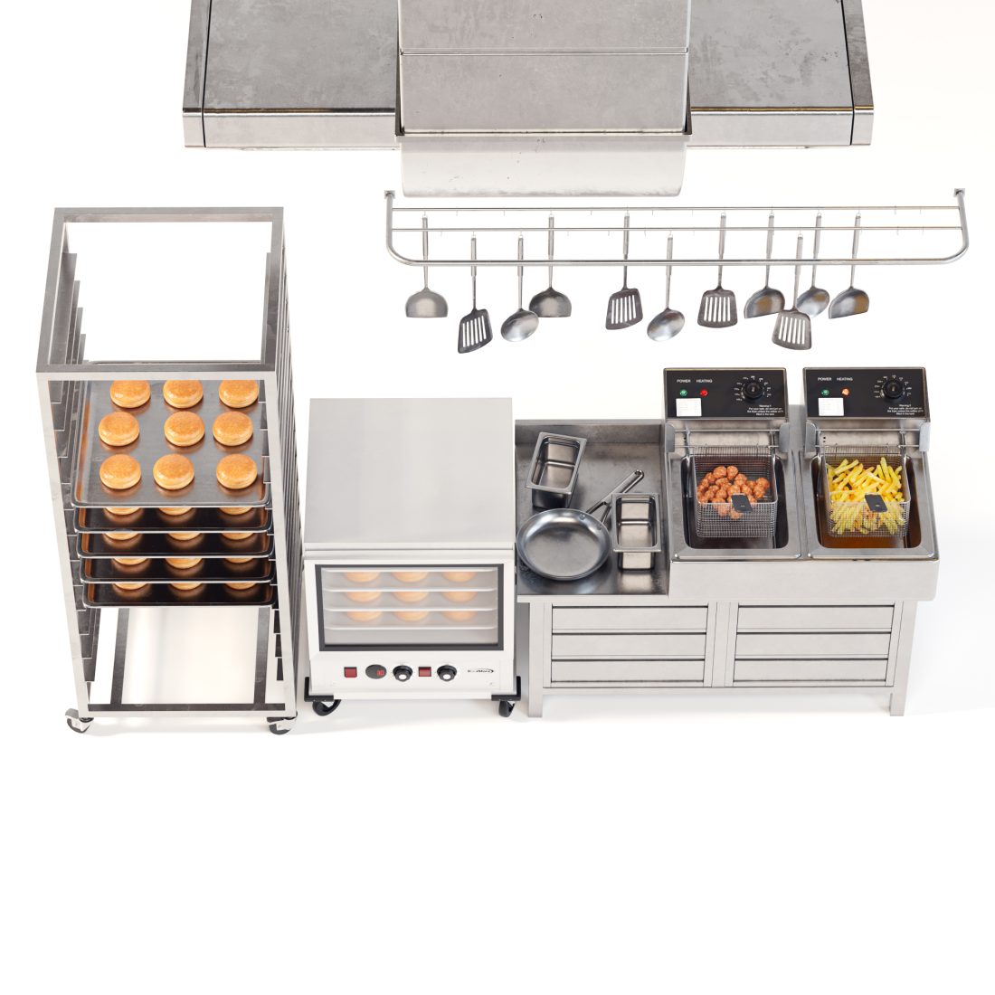 Commercial Kitchen Set 01 - 3D Model for VRay, Corona