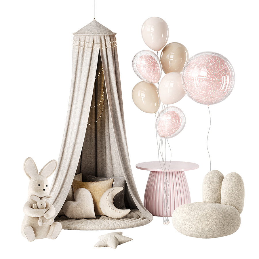 Pink Girl Bunny Set - 3D Model for VRay, Corona