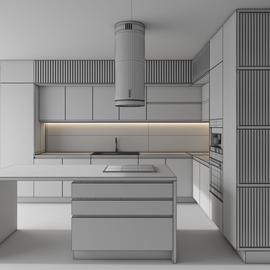 Modern Kitchen 69 - 3D Model for VRay, Corona