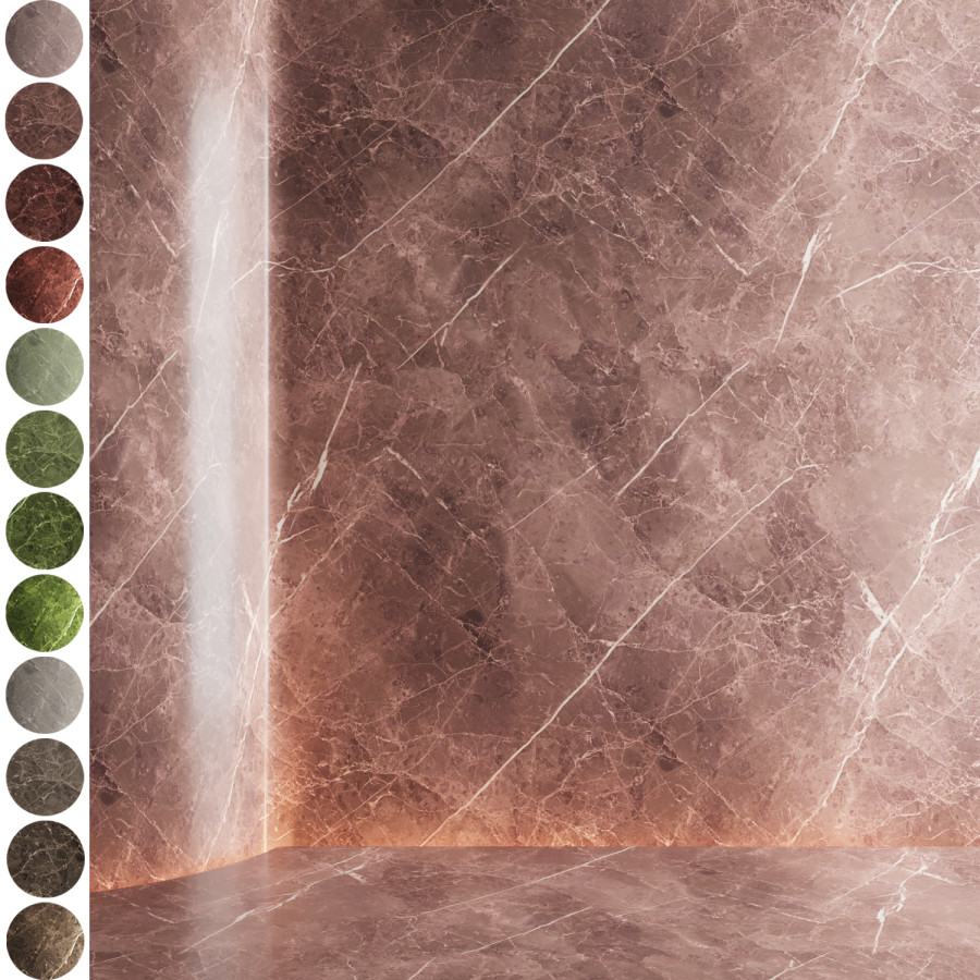 Marble 12 Colors (005 Seamless Texture) - 3D Model for VRay, Corona