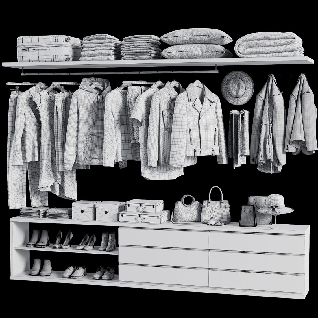 Minimal Luxury Wardrobe Display – Clothing, Shoes 3D Model for VRay ...