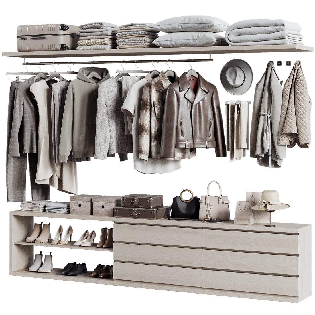 Minimal Luxury Wardrobe Display – Clothing, Shoes 3D Model for VRay ...