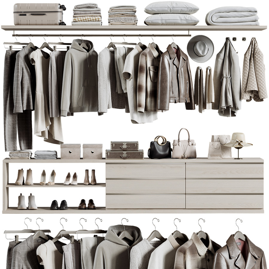 Minimal Luxury Wardrobe Display – Clothing, Shoes - 3D Model for VRay ...