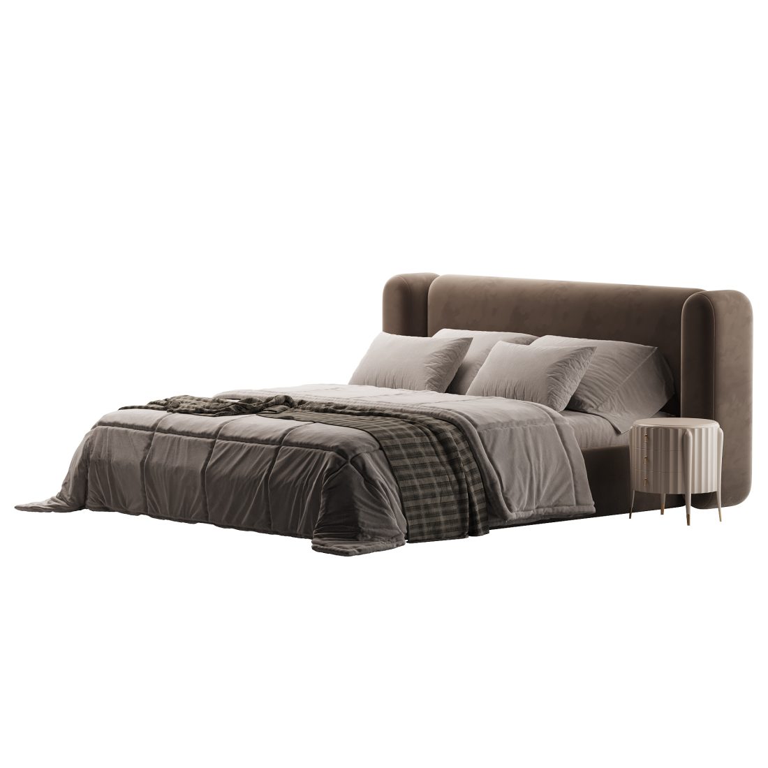 Vienna Tan Boucle Queen Bed - 3D Model for Corona