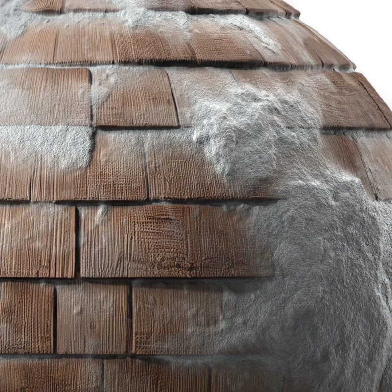 D04 Snow Wooden Roof Materials - 3D Model for VRay, Corona