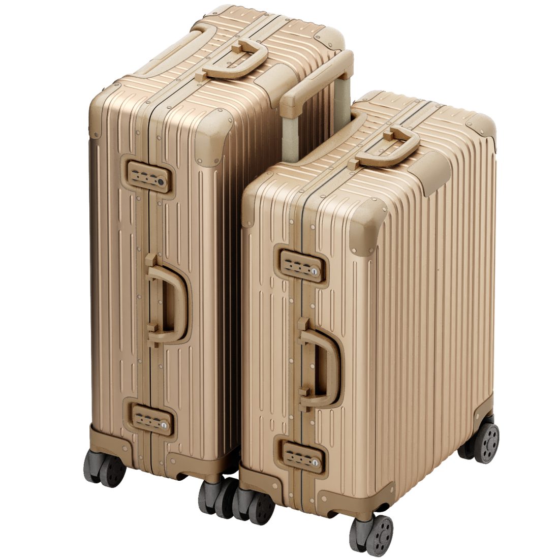 Aluminium Rimowa Suitcase Collection - 3D Model for VRay, Corona