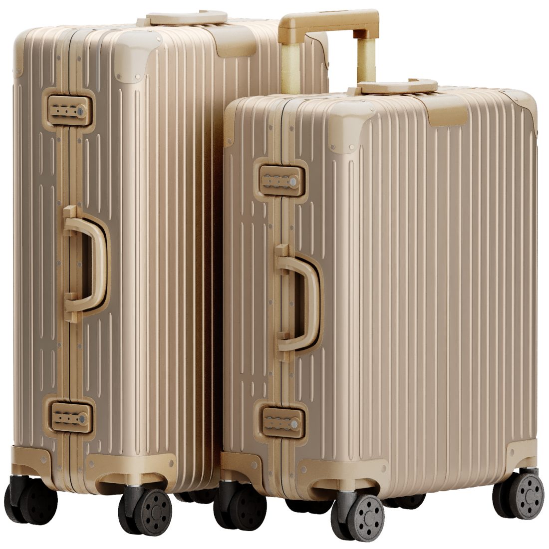 Aluminium Rimowa Suitcase Collection - 3D Model for VRay, Corona