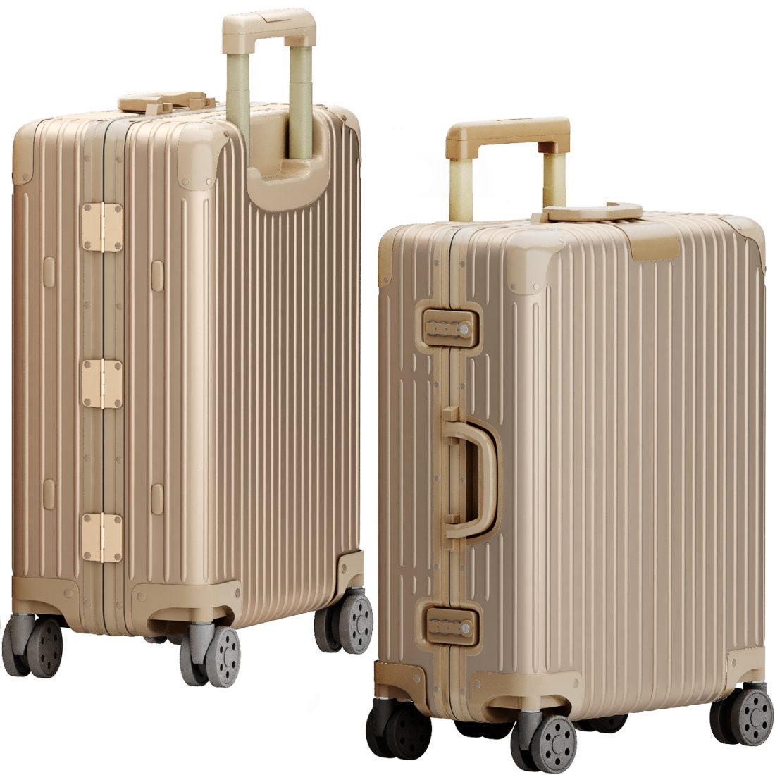 Aluminium Rimowa Suitcase Collection - 3D Model for VRay, Corona