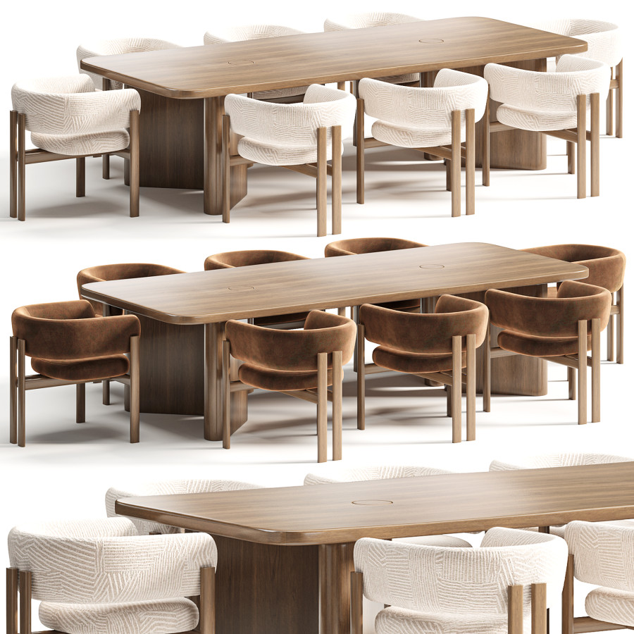 Dining Set, Bay Chair,tami Dining Table - 3D Model for VRay, Corona