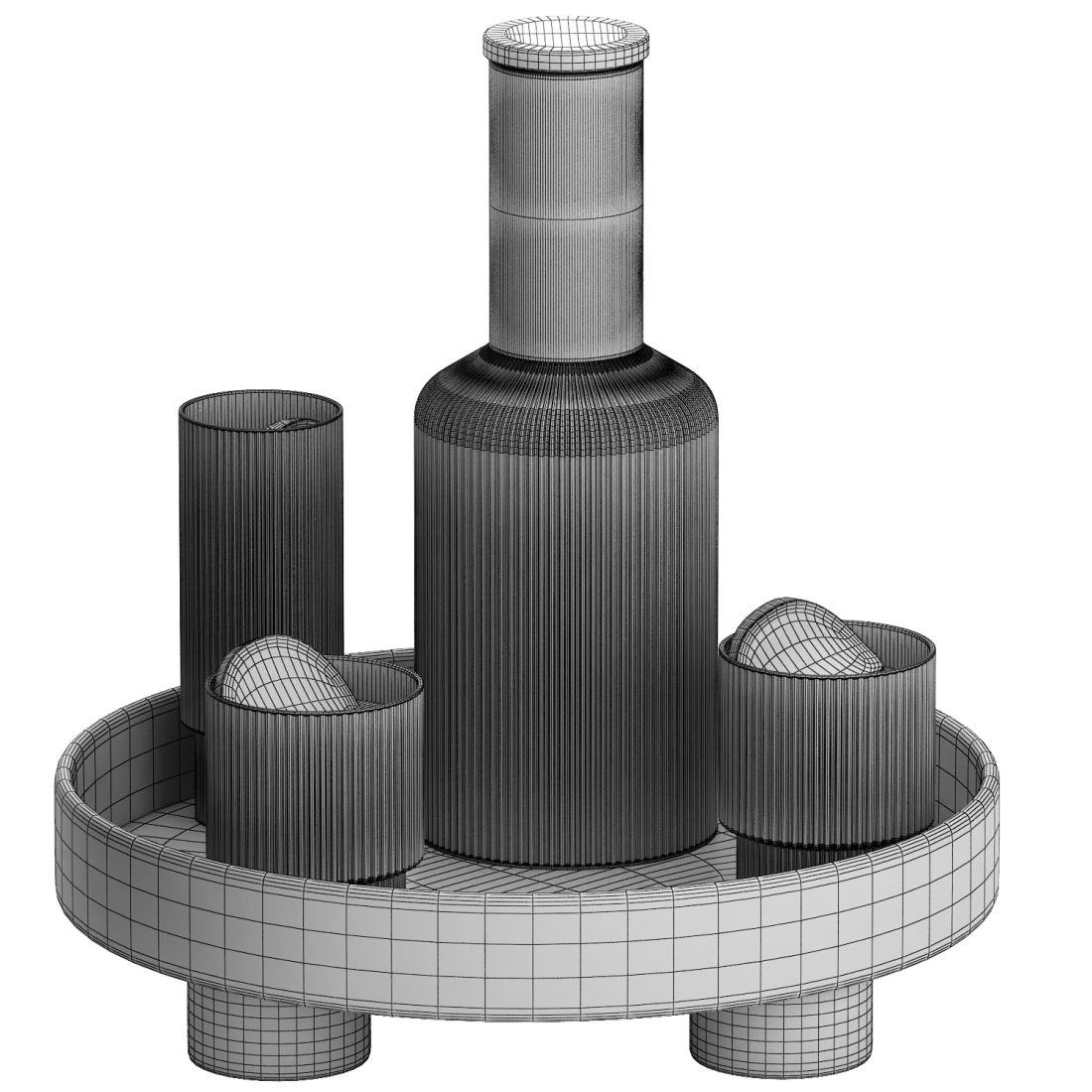 Round Platform Tray With Ripple Carafe - 3D Model for VRay, Corona