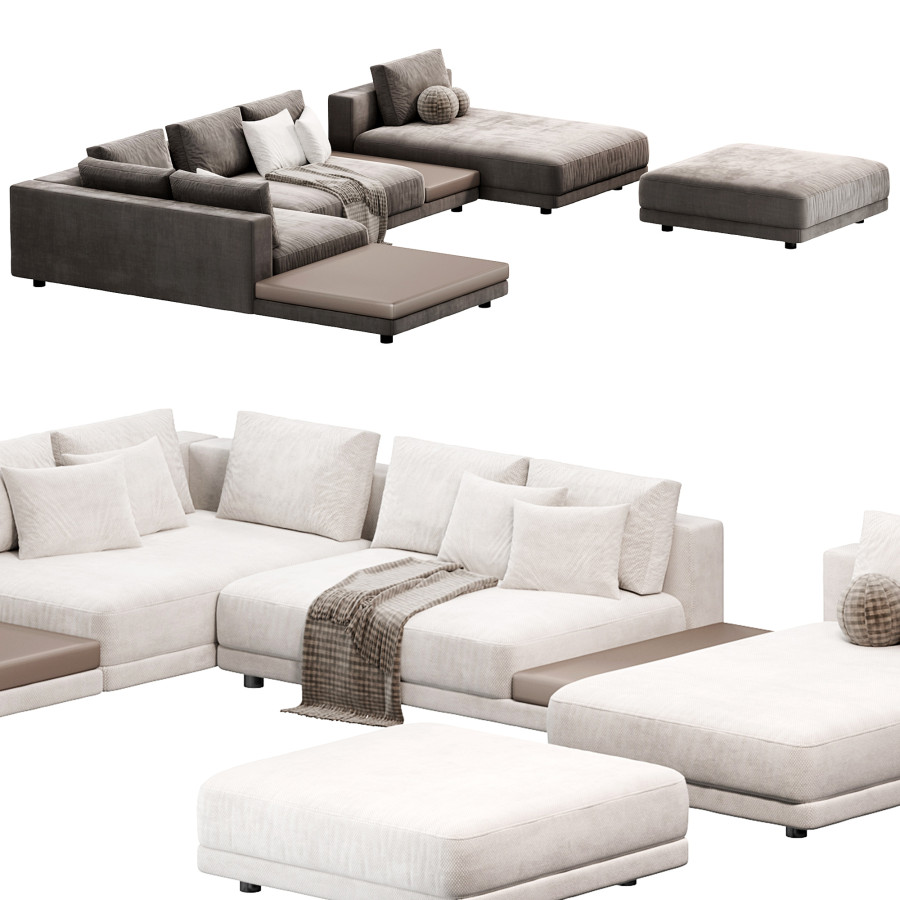 Max Sectional Modular Fabric Sofa By Meridiani - 3D Model for Corona
