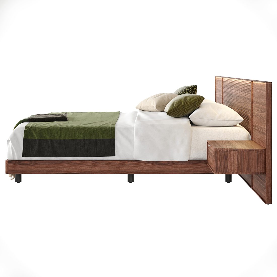 Norlen Bed With 2 Bedside Tables 3D Model for Corona | CGMood
