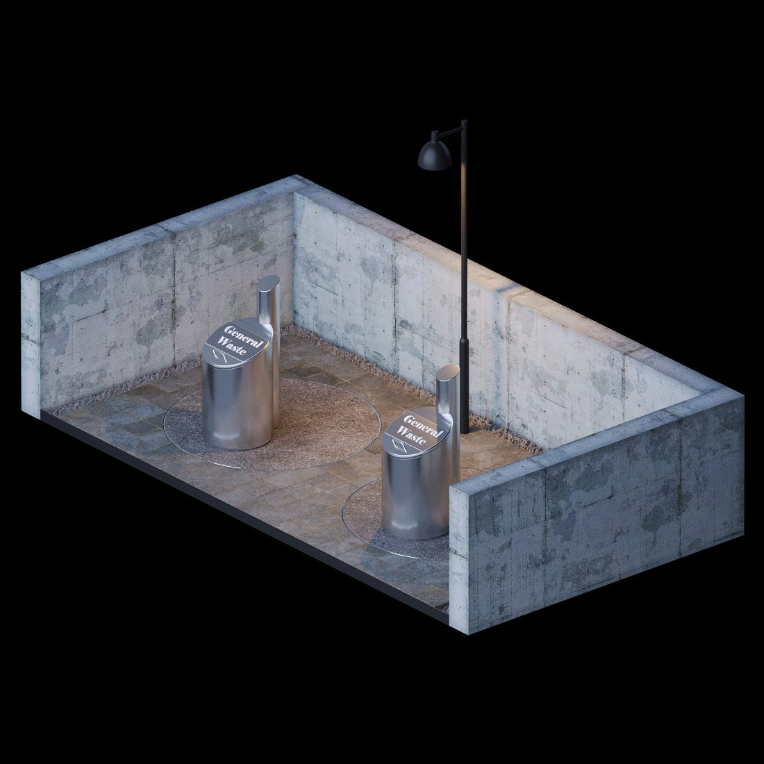 General Waste Containers With Underground Storage 3D Model for Corona ...