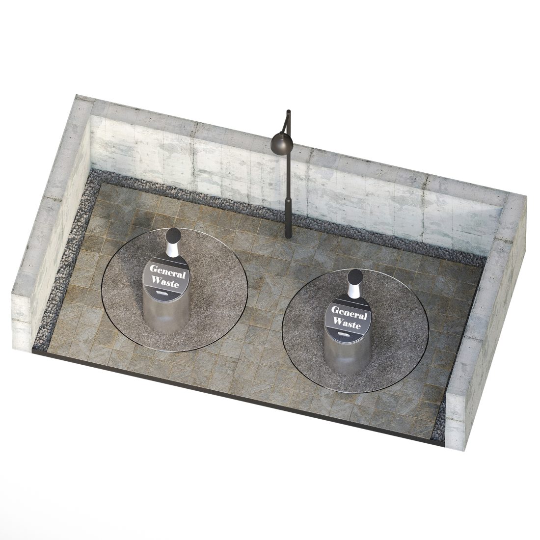 General Waste Containers With Underground Storage - 3D Model for Corona