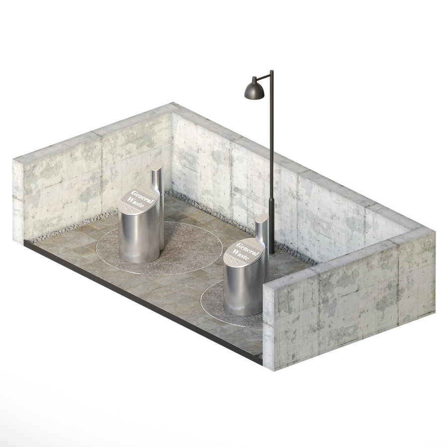 General Waste Containers With Underground Storage - 3D Model for Corona