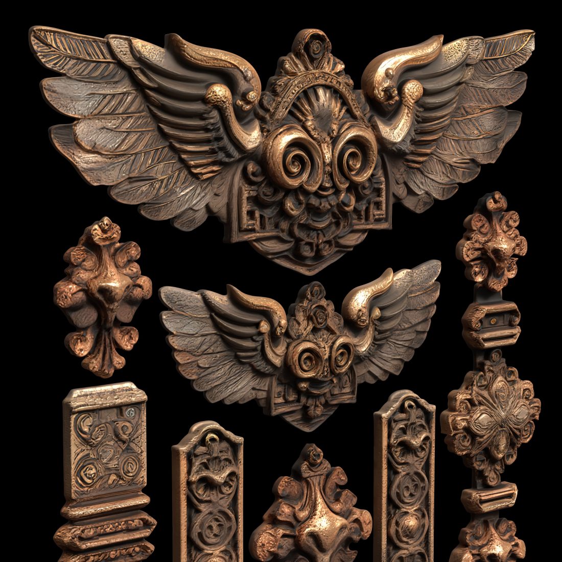 D72 Ancient Element Set By LowPoly Object 3D Model for Corona | CGMood