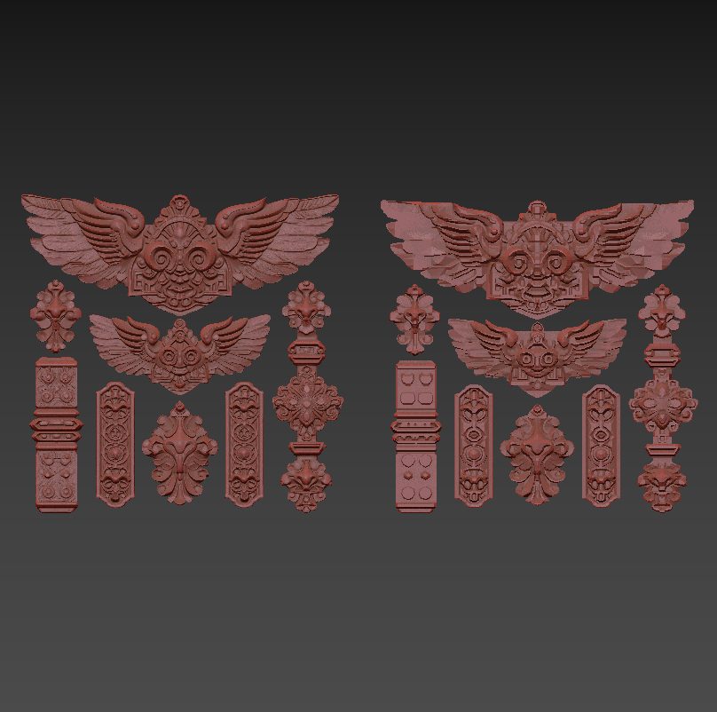 D72 Ancient Element Set By LowPoly Object 3D Model for Corona | CGMood