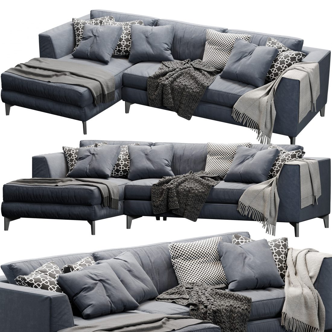 Meridiani Louis Up Sofa Blue 3D Model for Corona | CGMood