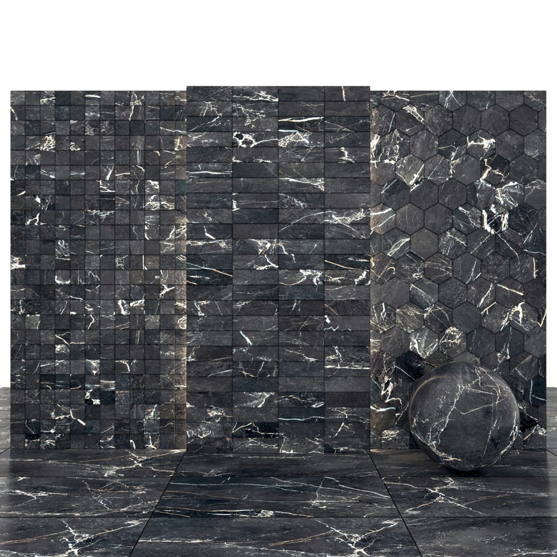 Streak Gray Marble - 3D Model for VRay