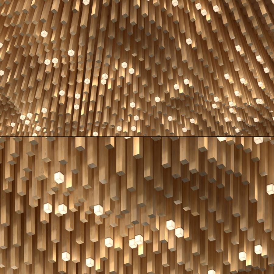 False Wooden Ceiling - 3D Model for VRay, Corona