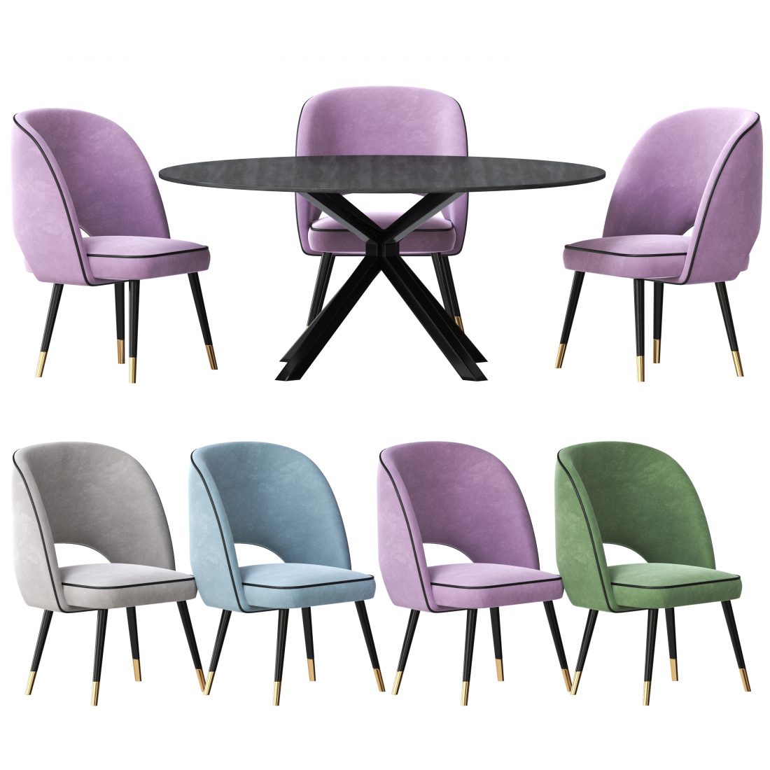 Dining Set Ralf Table Cliff Chair - 3D Model for VRay