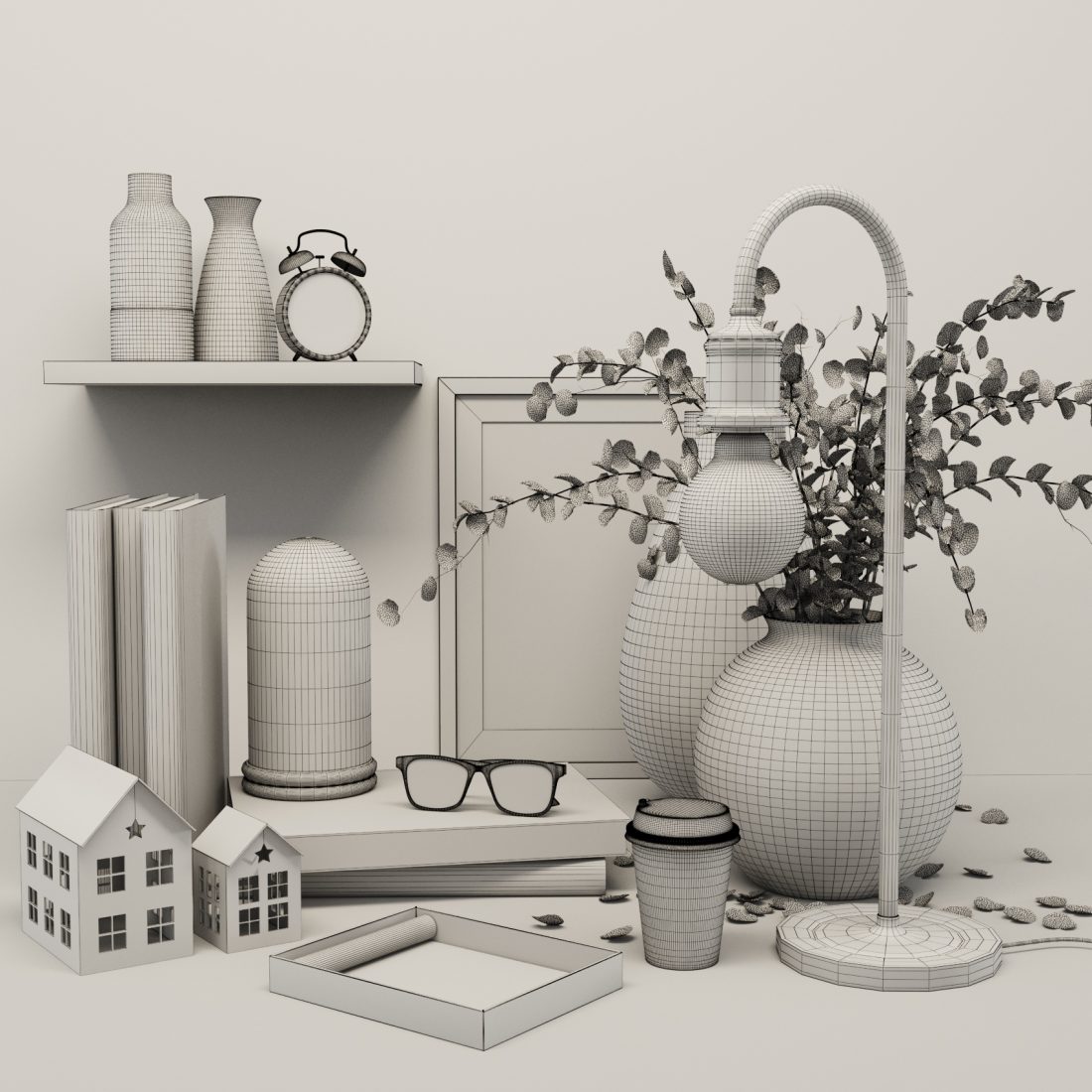 Decorative Set_modern Light - 3D Model for Corona