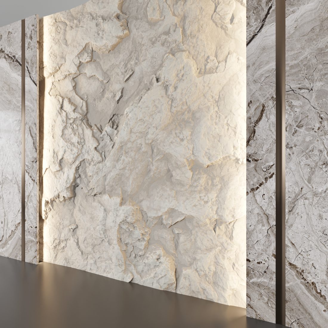 Wall Panel With A Rock - 3D Model for Corona