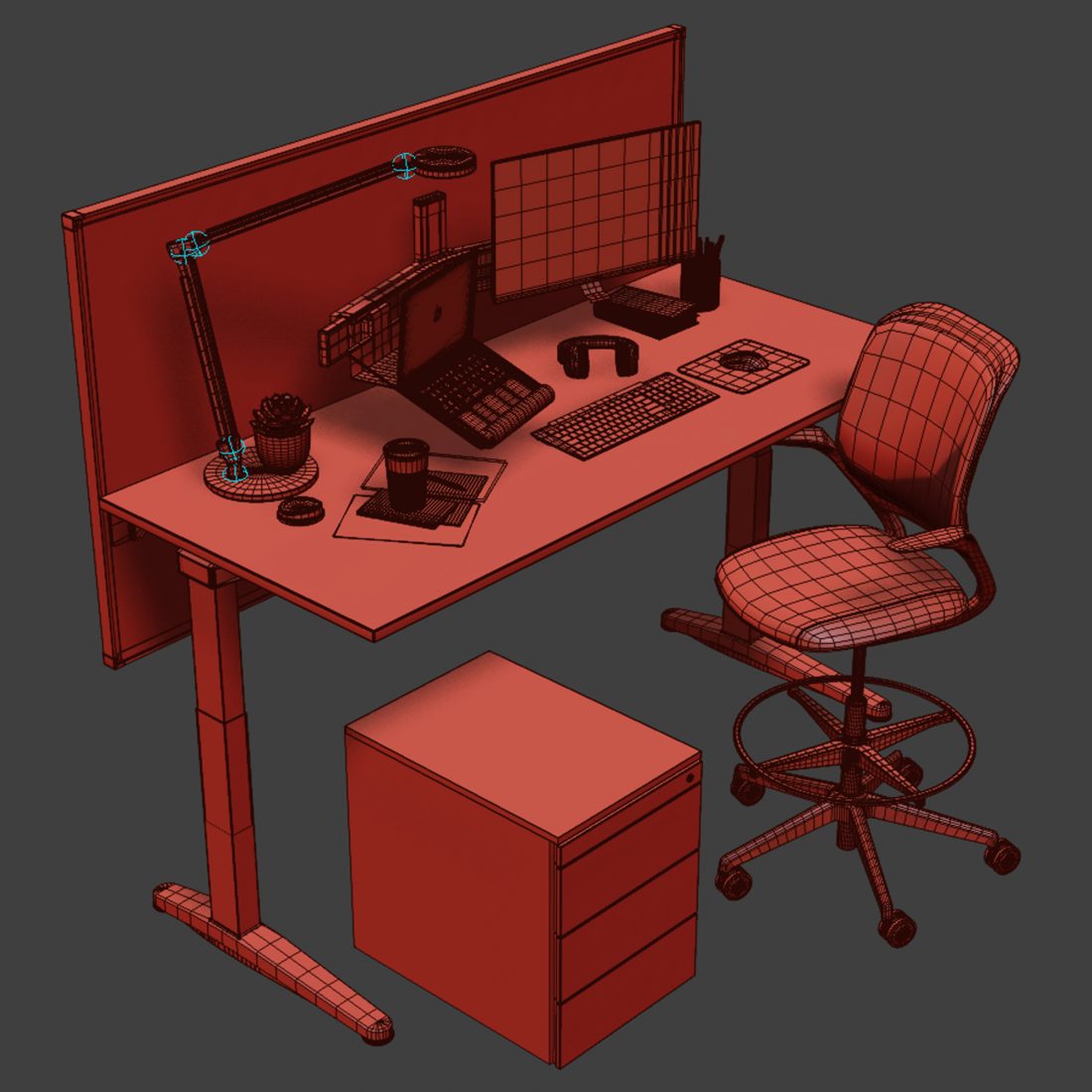 Steelcase - Standing Workstation - 3D Model for VRay, Corona