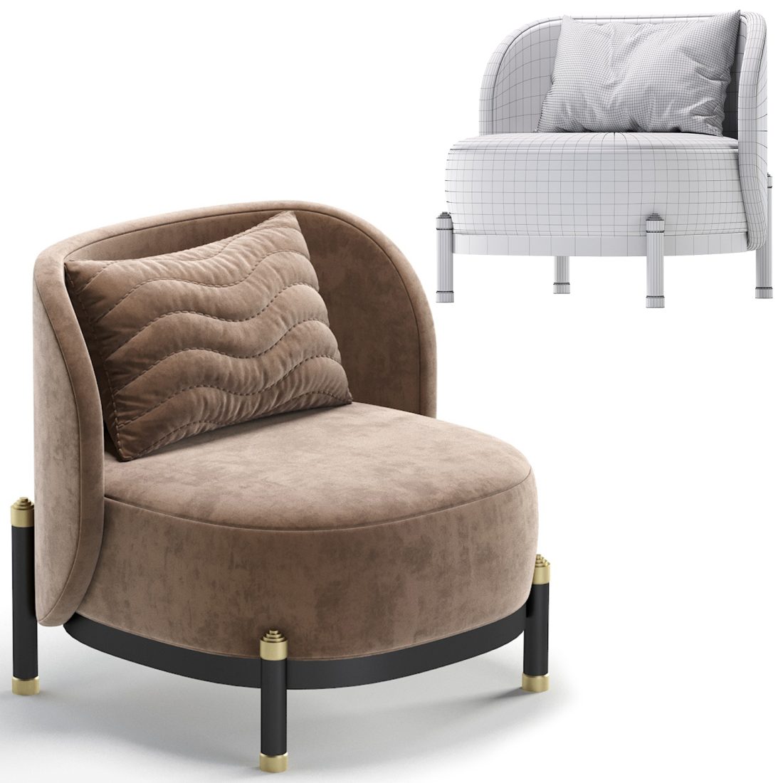 Armchair Grayson By Cazarina Interiors 5 Colors Ve - 3D Model for Corona
