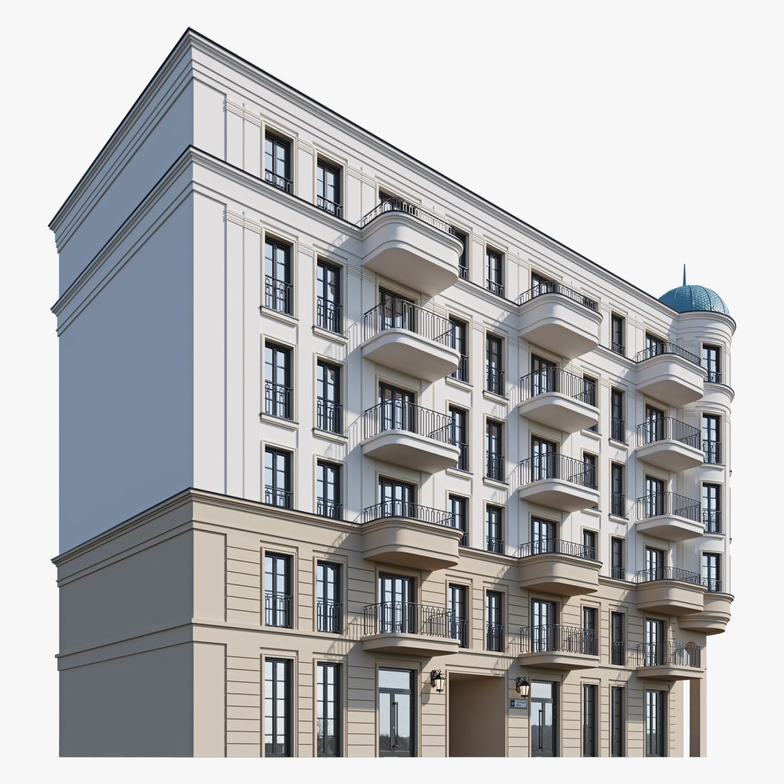 Classic Residential Building 18 - 3D Model for VRay, Corona