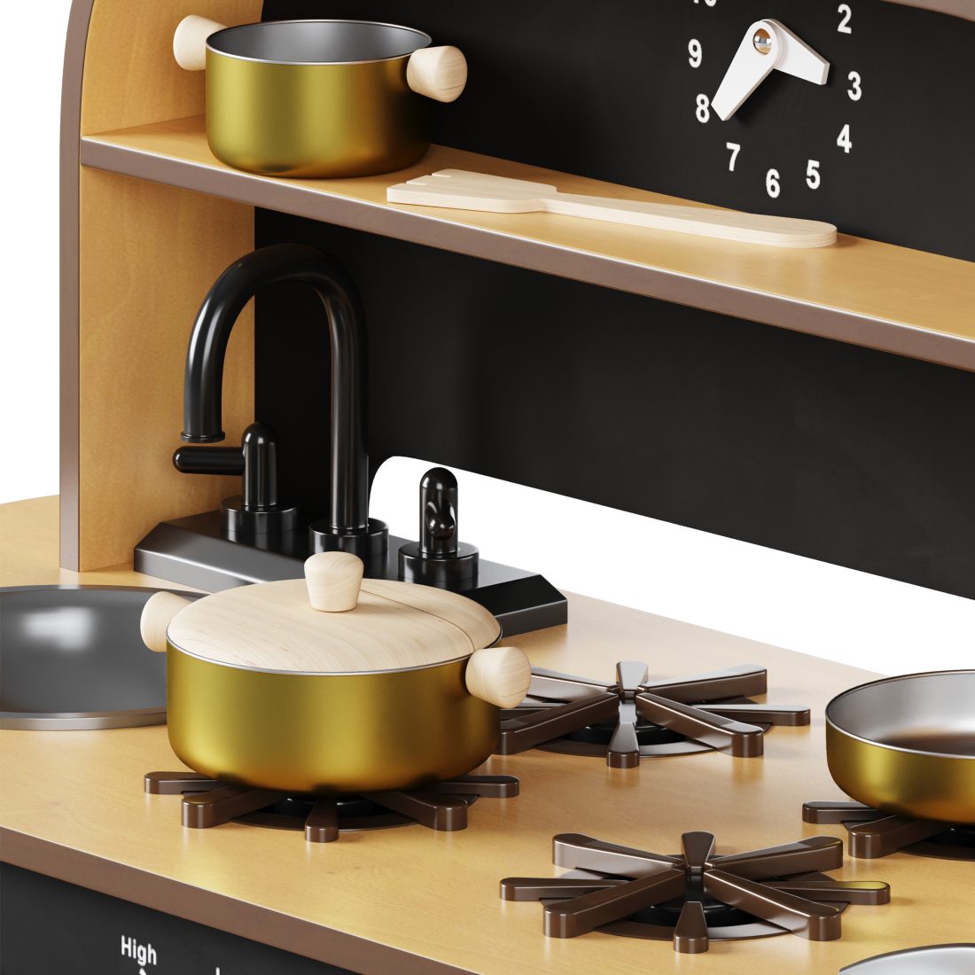 Modern Chef Large Wooden Kitchen Playset - 3D Model for VRay, Corona
