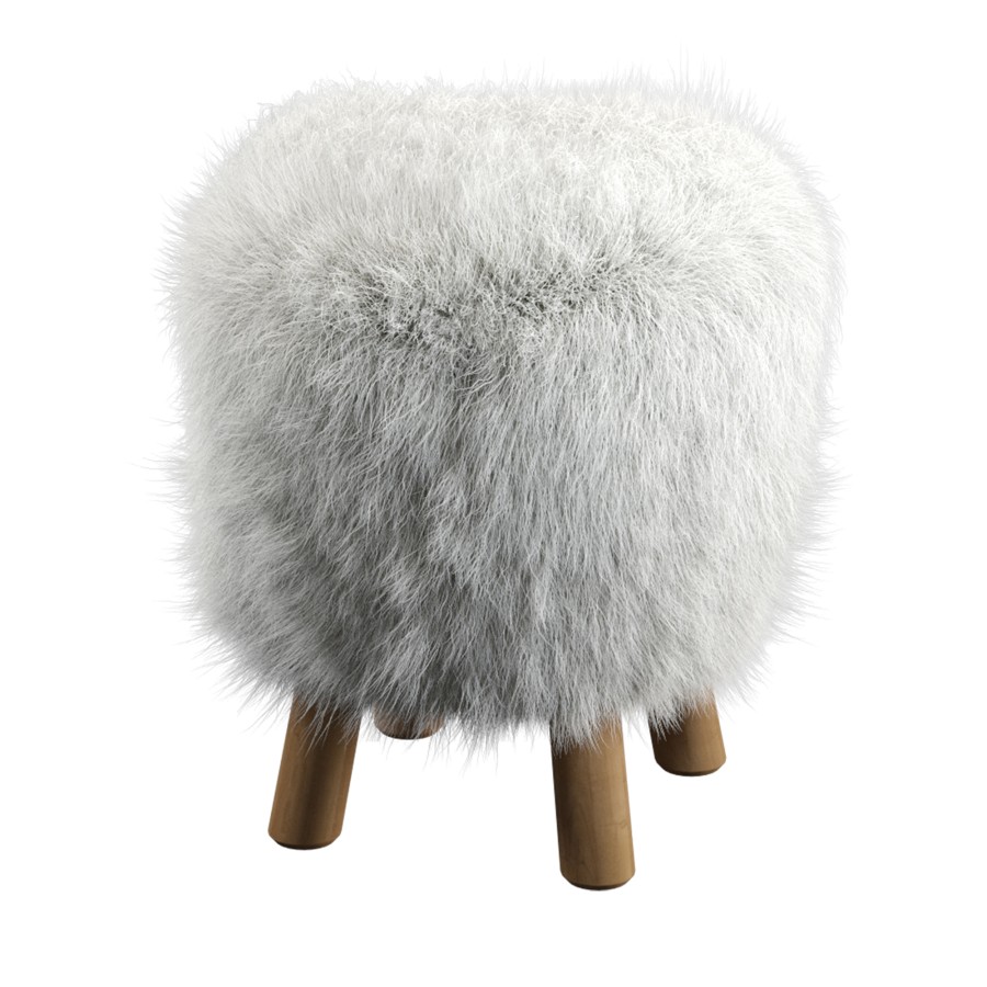 Mongolian Faux Fur Stool - 3D Model for VRay, Corona