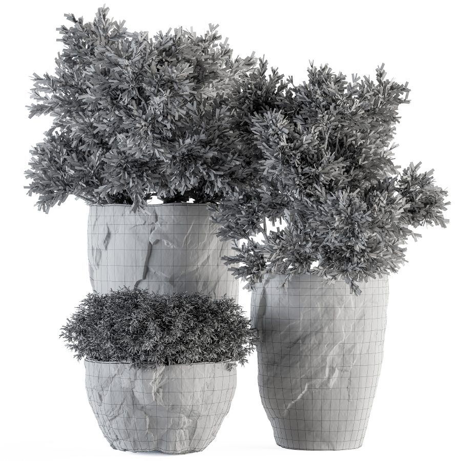 Outdoor Plants Tree In Rock Pot - Set 136 3D Model for VRay, Corona ...