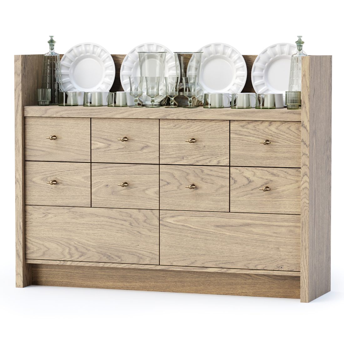 Mira Restaurant Cabinet With Dishes V3 - 3D Model for VRay, Corona