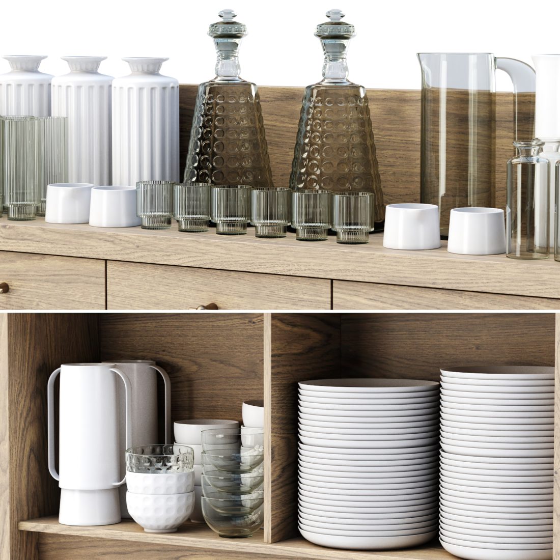 Mira Restaurant Cabinet With Dishes V4 3D Model for VRay, Corona | CGMood