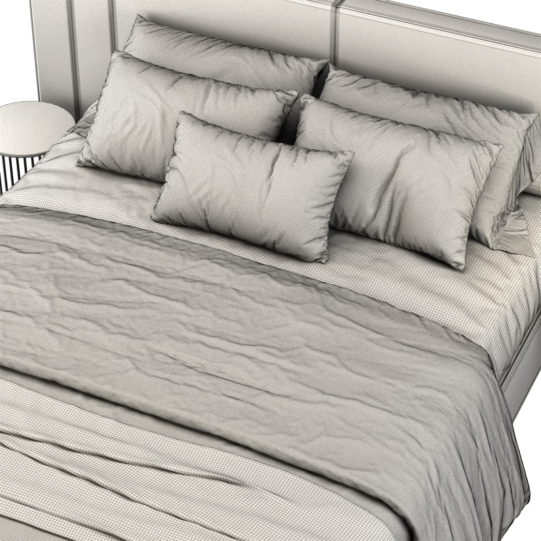 Striped Headboard Panel Bed 3D Model for VRay, Corona | CGMood