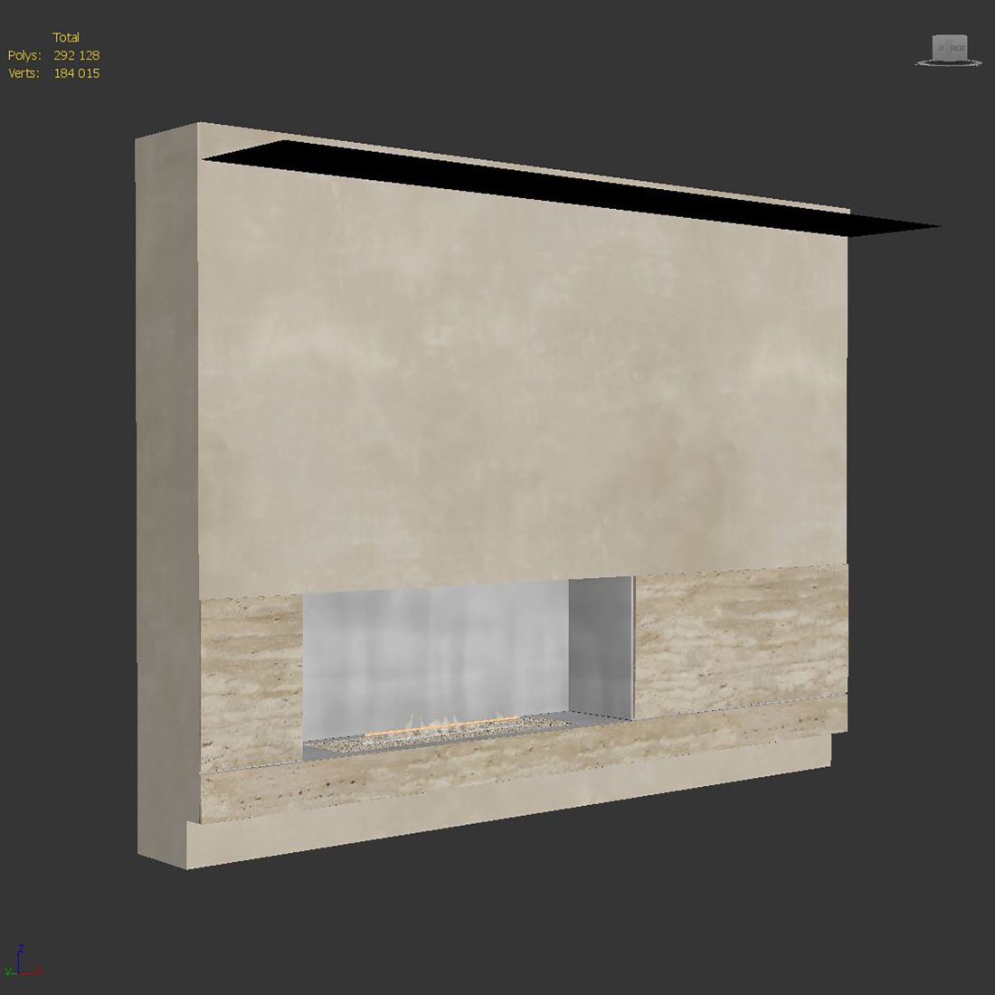 Decorative Wall With Fireplace Set 25 - 3D Model for VRay, Corona