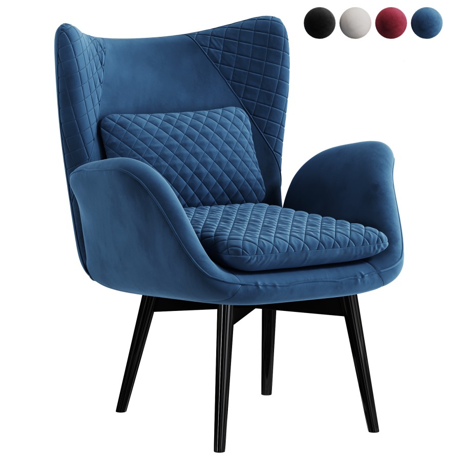 Tudor Velvet Armchair - 3D Model for VRay, Corona