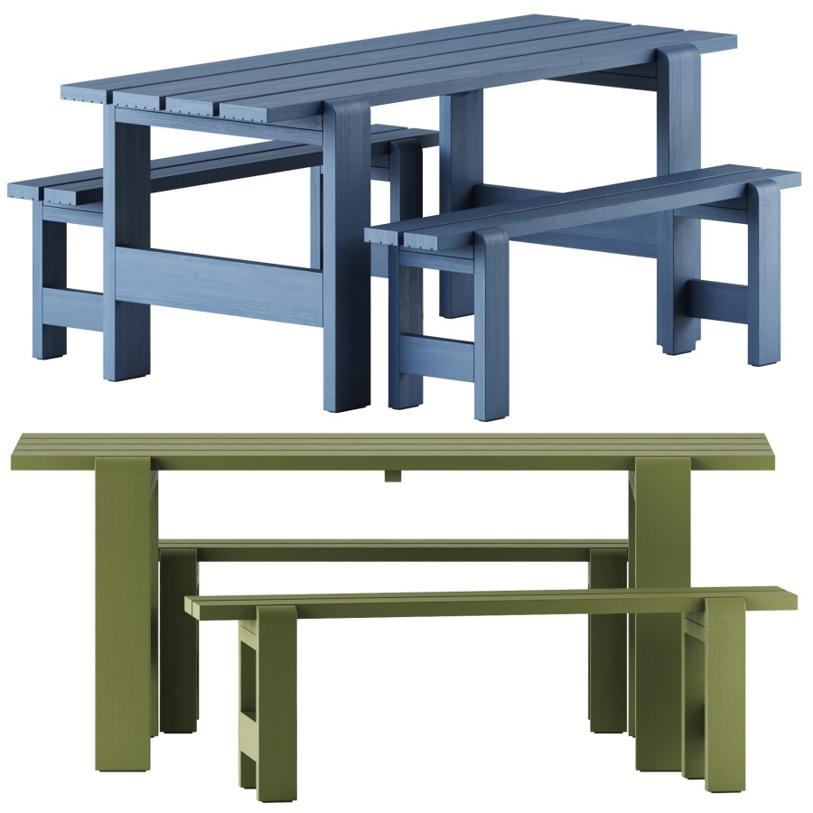 Weekday Table L180 And Bench L140 By Hay 3D Model for Corona | CGMood